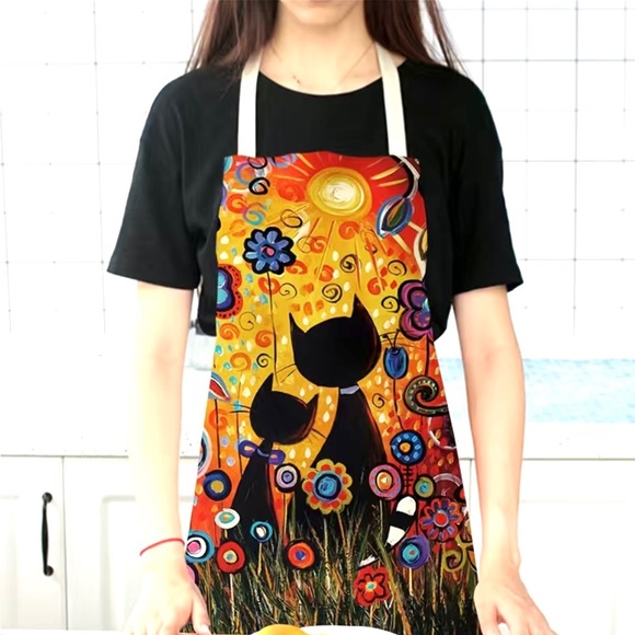 Other | Cute Floral Apron With Cats Linen Multicolored See Pictures For ...